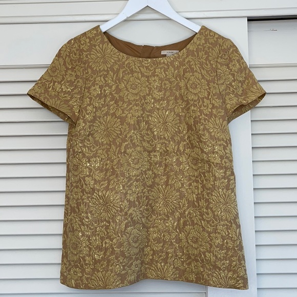 J. Crew | Tops | Jcrew Top With Gold Jacquard Style Fabric | Poshmark